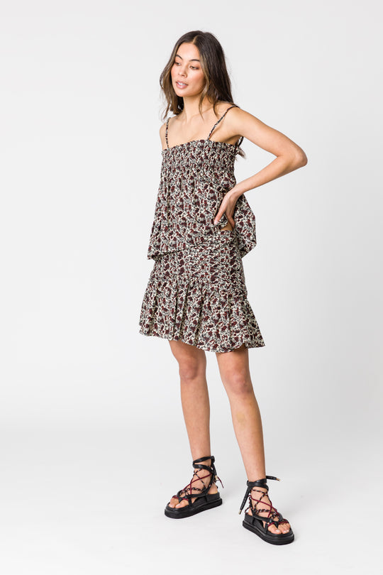 MILAN MINI SKIRT - HOLIDAY FLORAL IVORY – RMN Studios