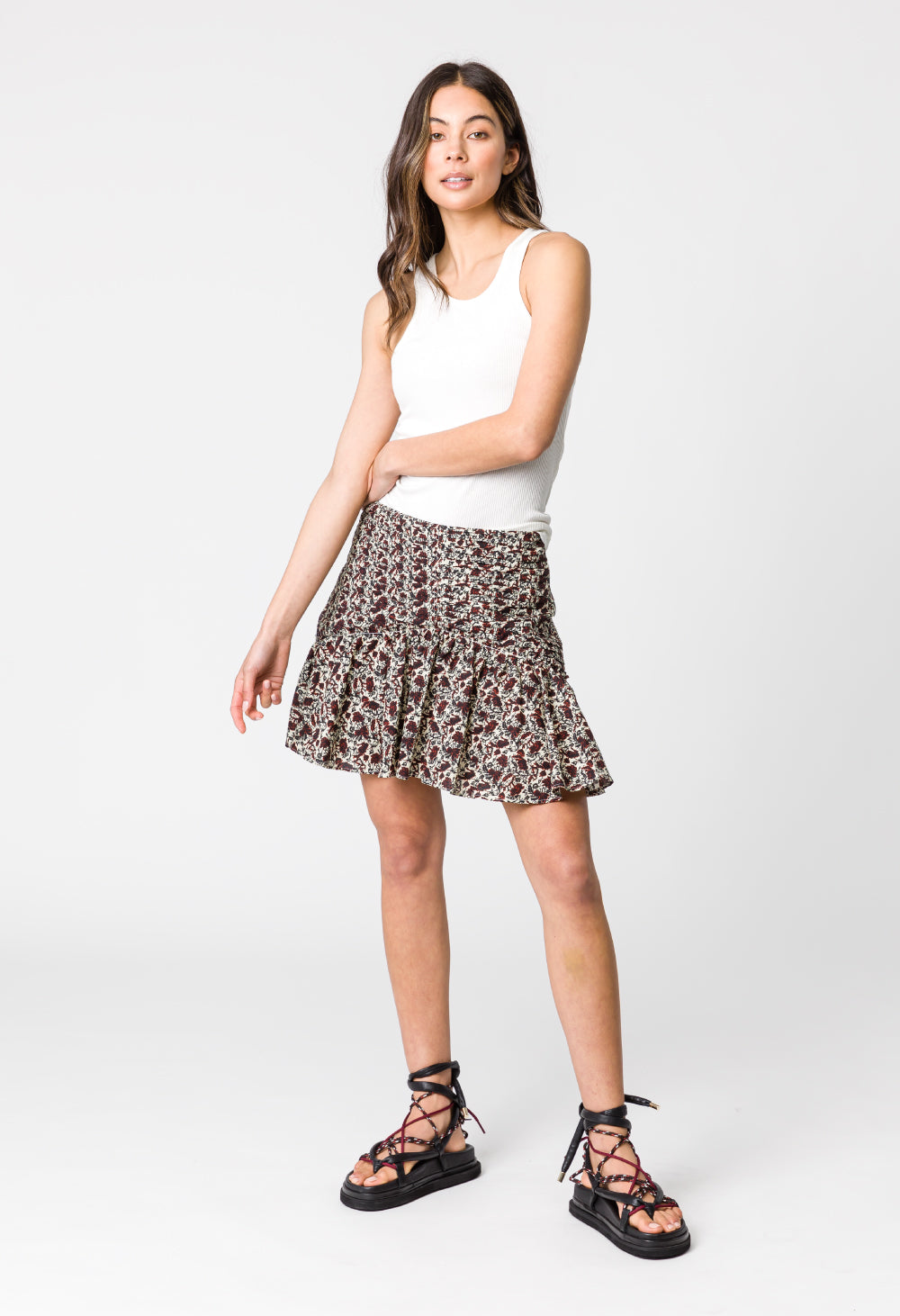 MILAN MINI SKIRT - HOLIDAY FLORAL IVORY – RMN Studios